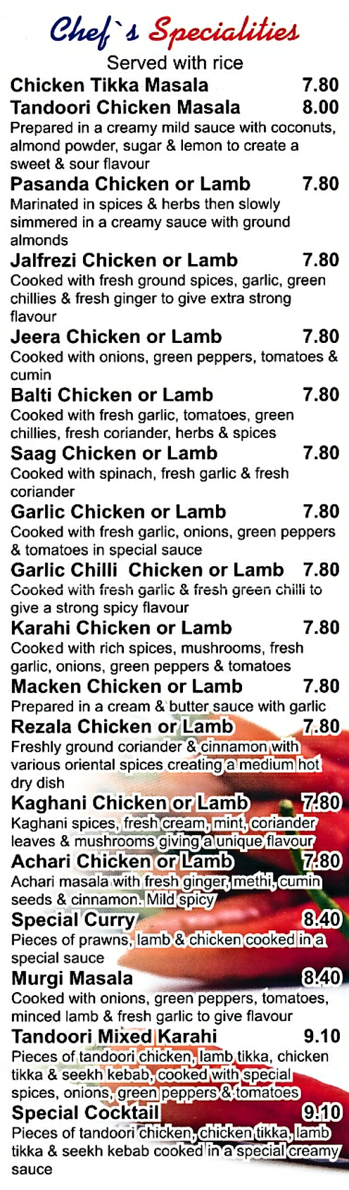 Takeaway and delivery menu for Castle Pizzas