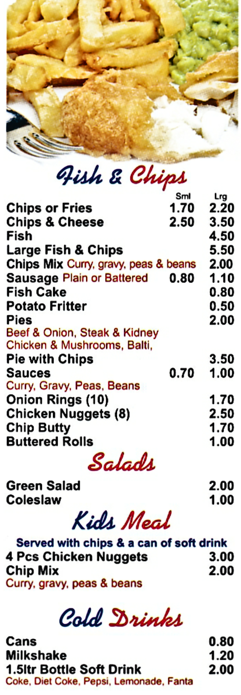 Takeaway and delivery menu for Castle Pizzas