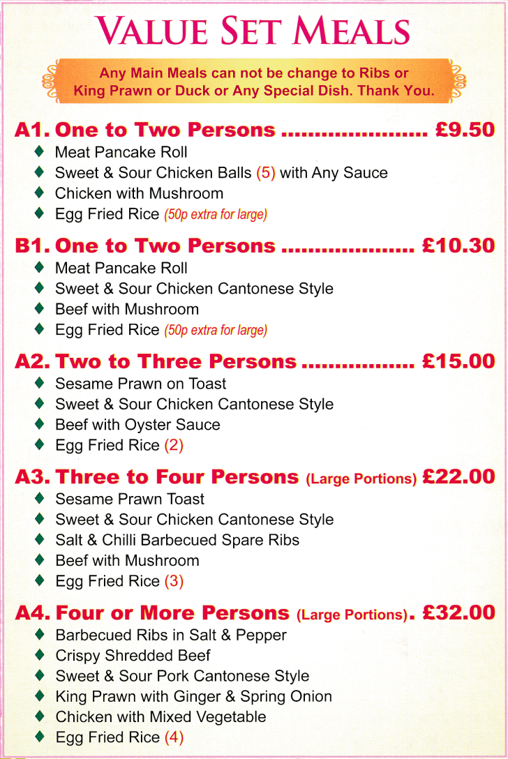 Chinese takeaway food delivery in Ilkeston - Cathay Princess menu