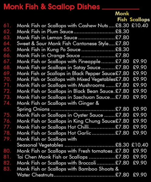 China Rose takeaway and delivery menu