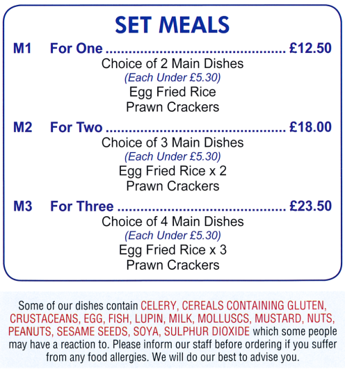 Takeaway and delivery menu for King Chef on Sandy Lane in Mansfield