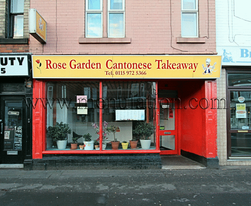 Rose Garden's menu; Chinese takeaway and delivery Long Eaton